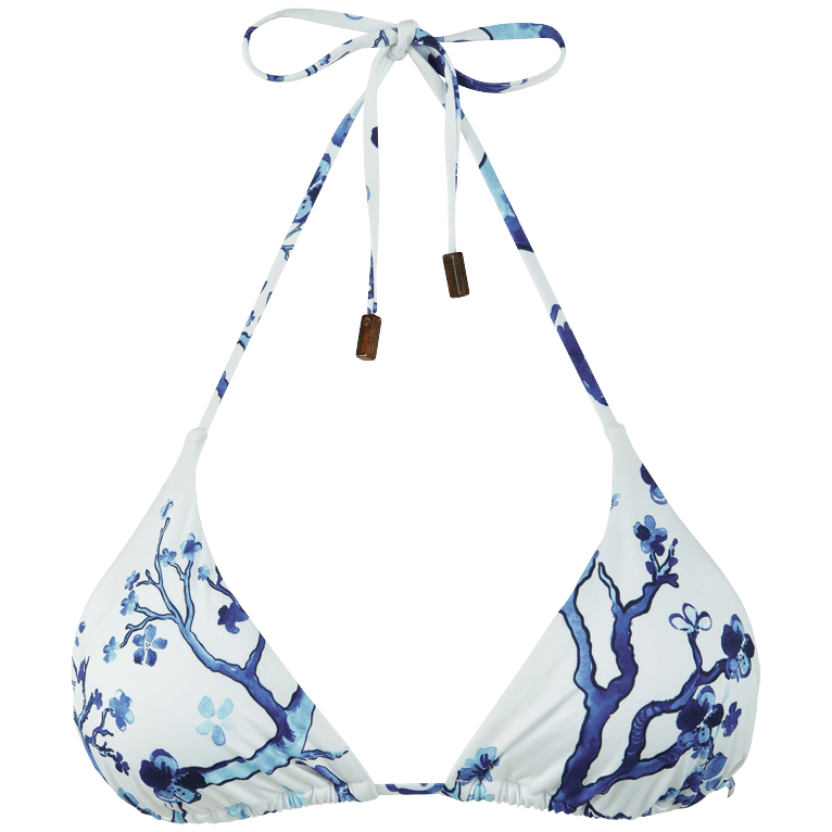 Vilebrequin Cherry Blossom Triangle Bikini Top In Blue Modesens